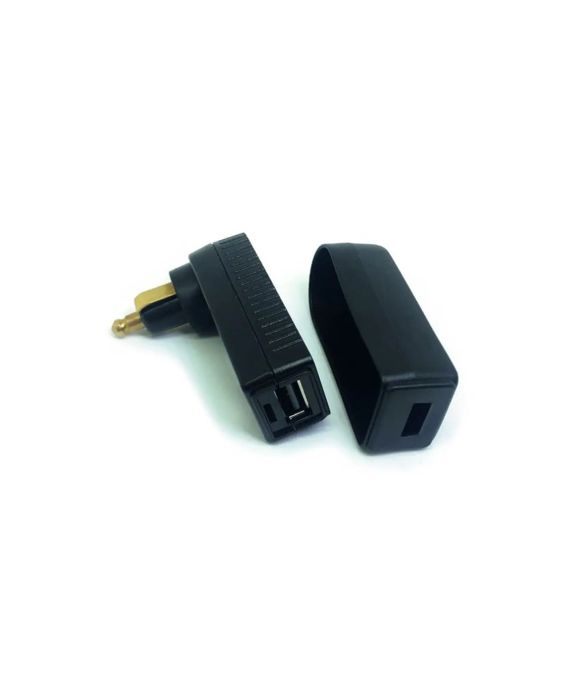 Right angle USB-A quick charger for DIN motorcycle socket